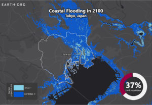 Sea Level Rise Projection Map - Tokyo | Earth.Org - Past | Present | Future