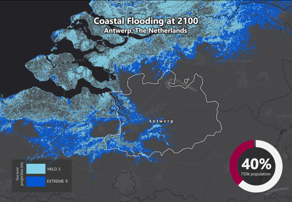 Sea Level Rise Projection Map - Antwerp | Earth.Org