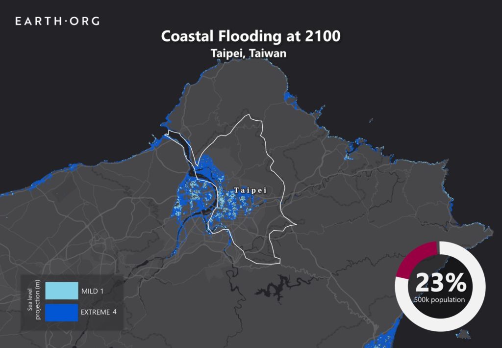 Sea Level Rise Projection Map - Taipei | Earth.Org