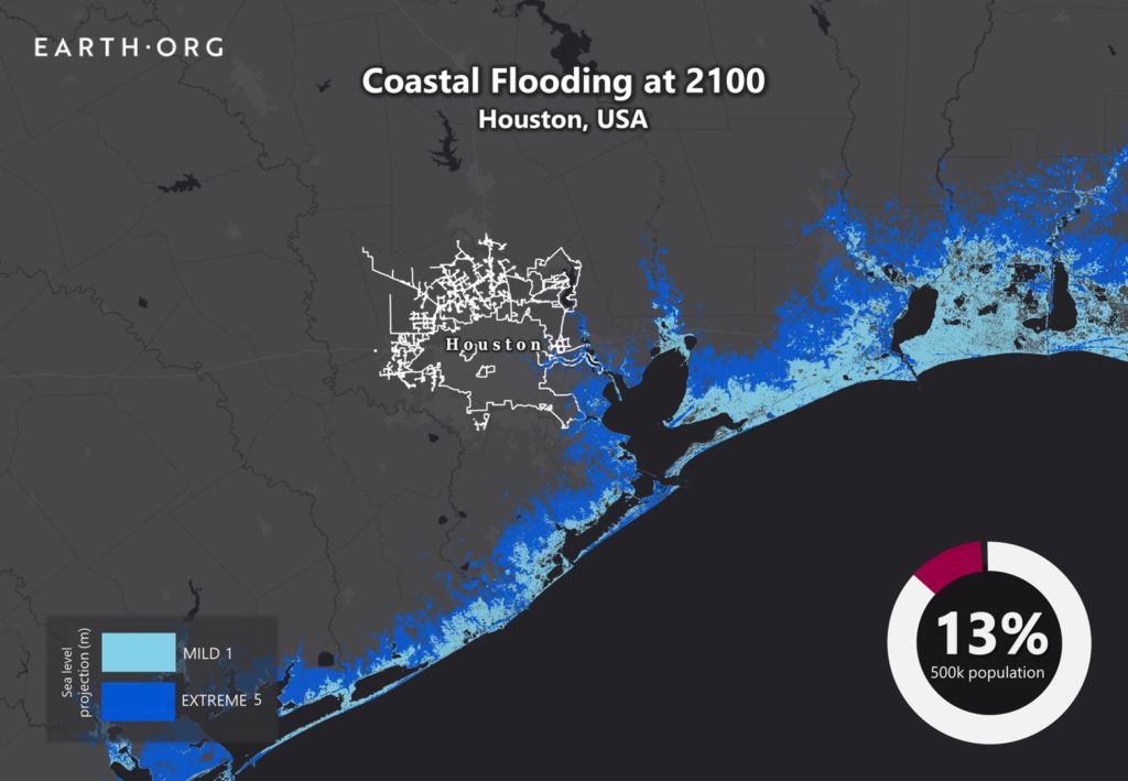 Sea Level Rise Projection Map - Houston | Earth.Org