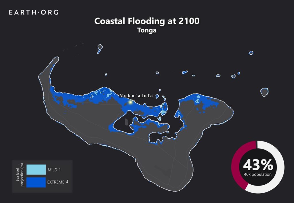 Sea Level Rise Projection Map - Tonga | Earth.Org